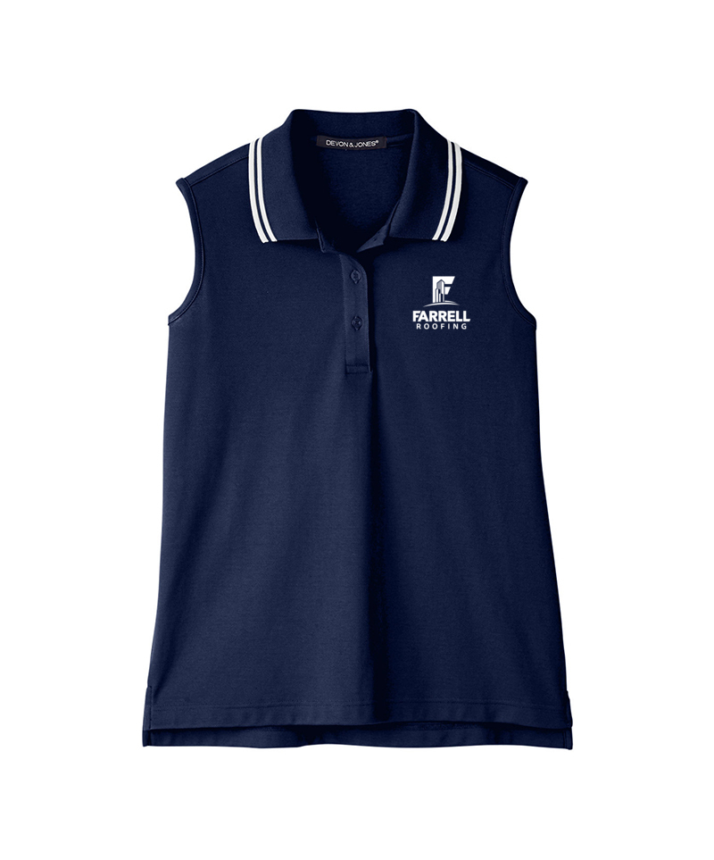 Devon & Jones Ladies' CrownLux Performance™ Plaited Tipped Sleeveless Polo